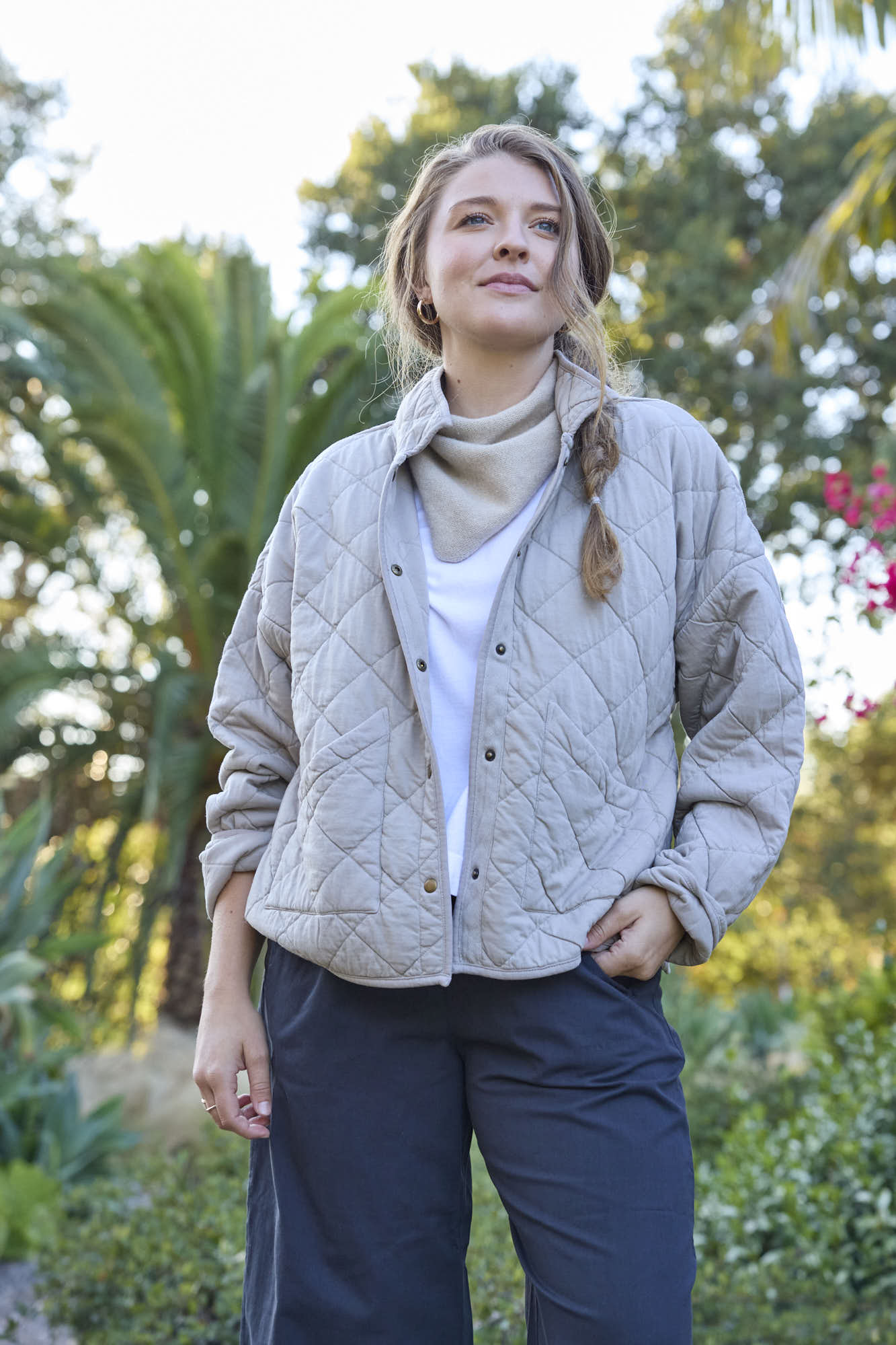 Countryside Quilted Jacket - Pebble – Shifting Gaia