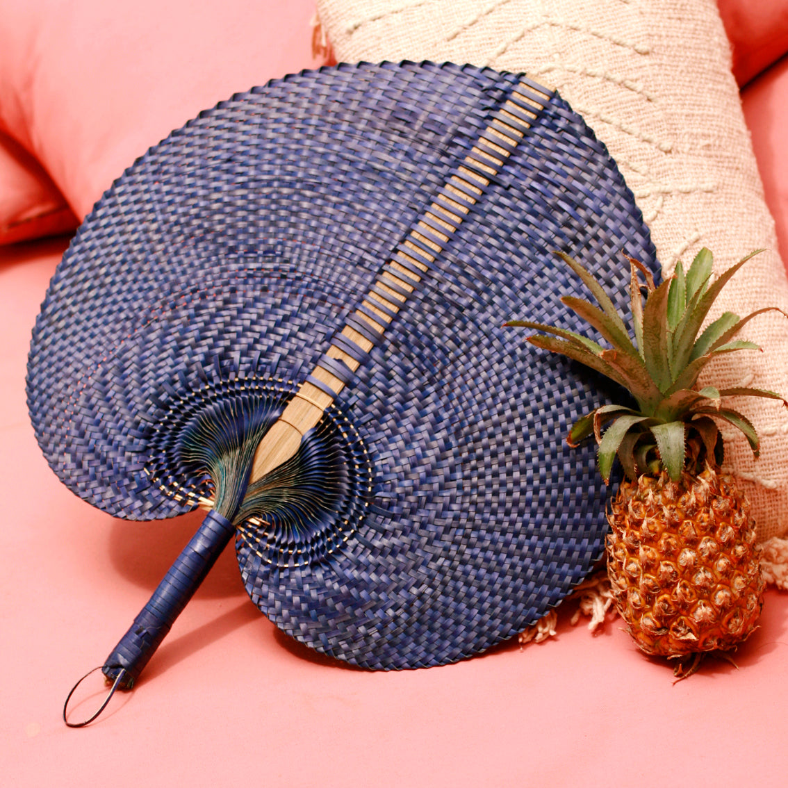 Balinese Woven Hand Fan "Azure" – Shifting Gaia